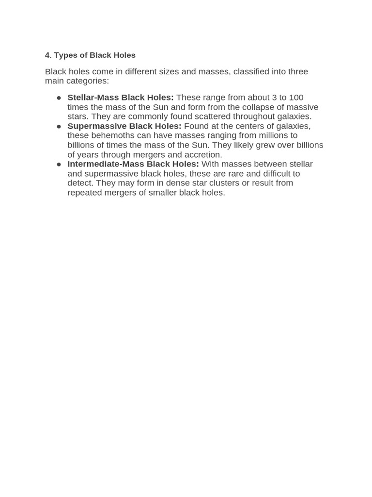 Types of Black Holes Explained | PDF