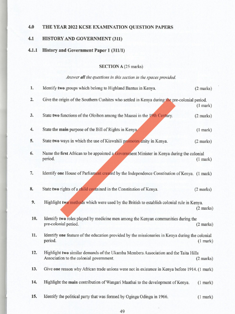 KCSE 2022 Past Papers Resource | PDF