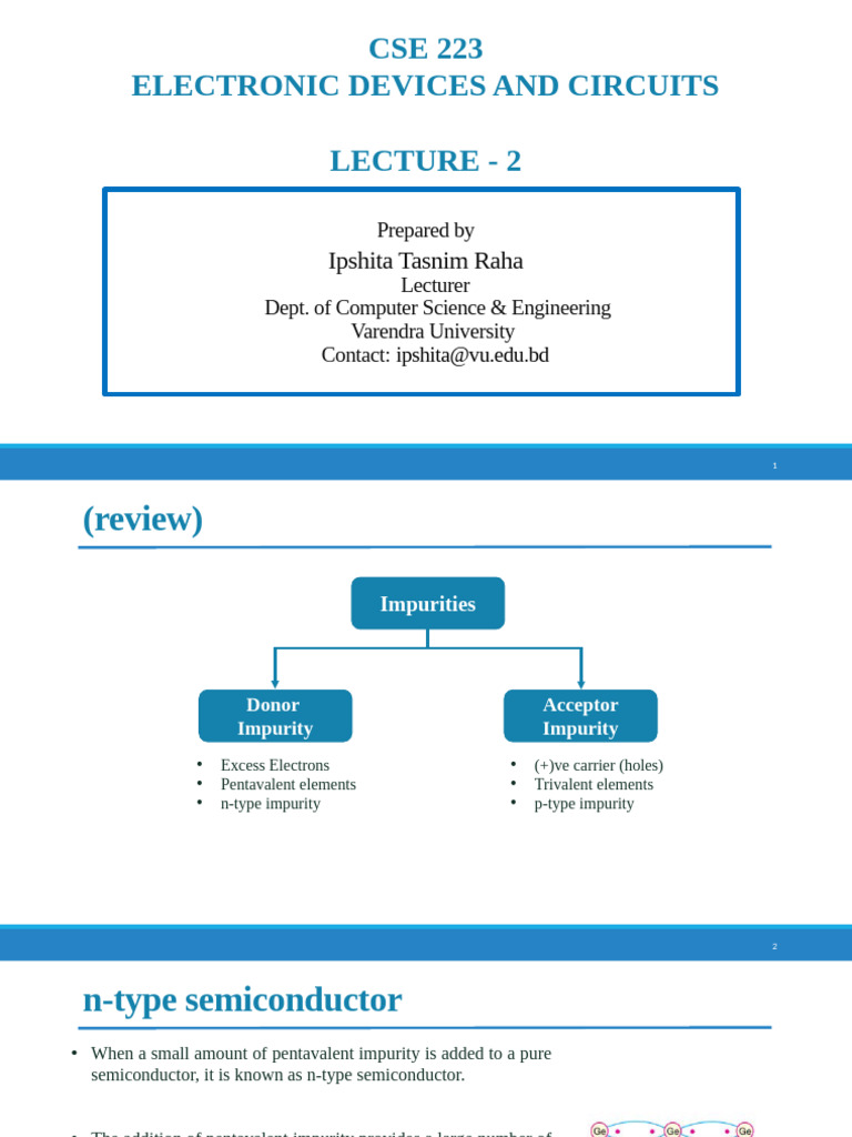 Lecture-2 | PDF | Semiconductors | P–N Junction
