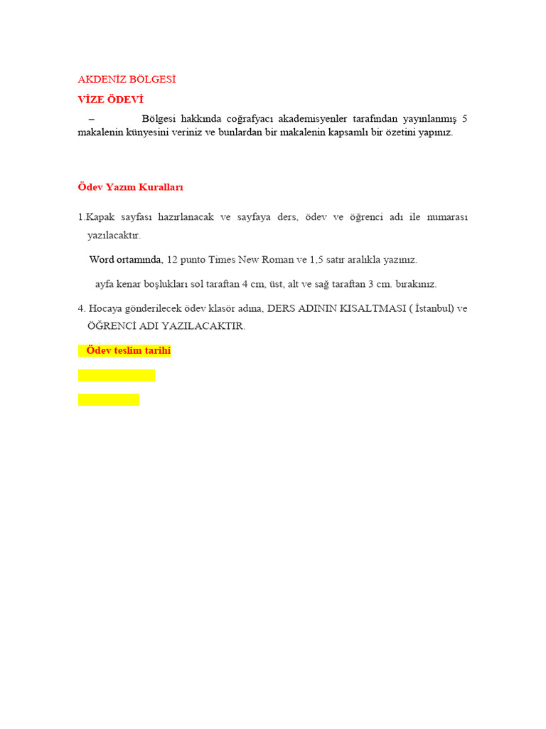 Akdeniz Bolgesi Vize Odevi | PDF