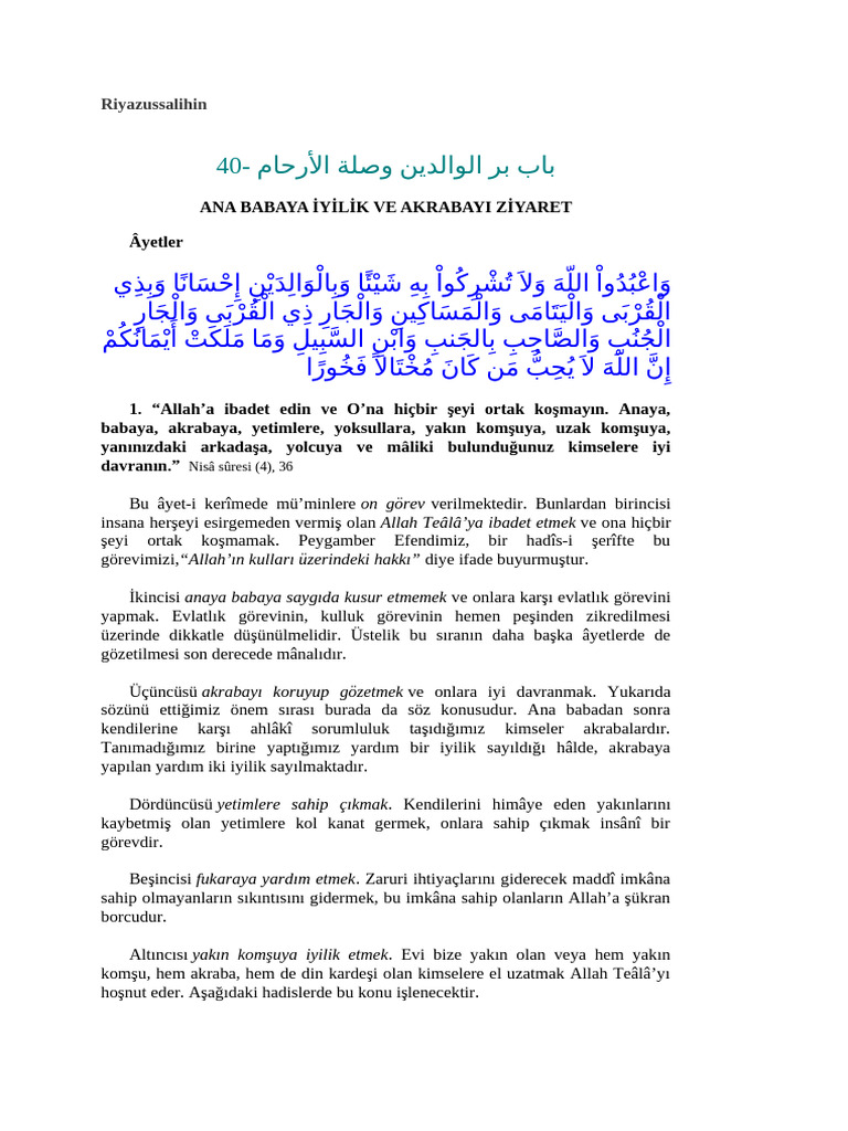 Hafta 40 Ana Babaya Iyilik | PDF