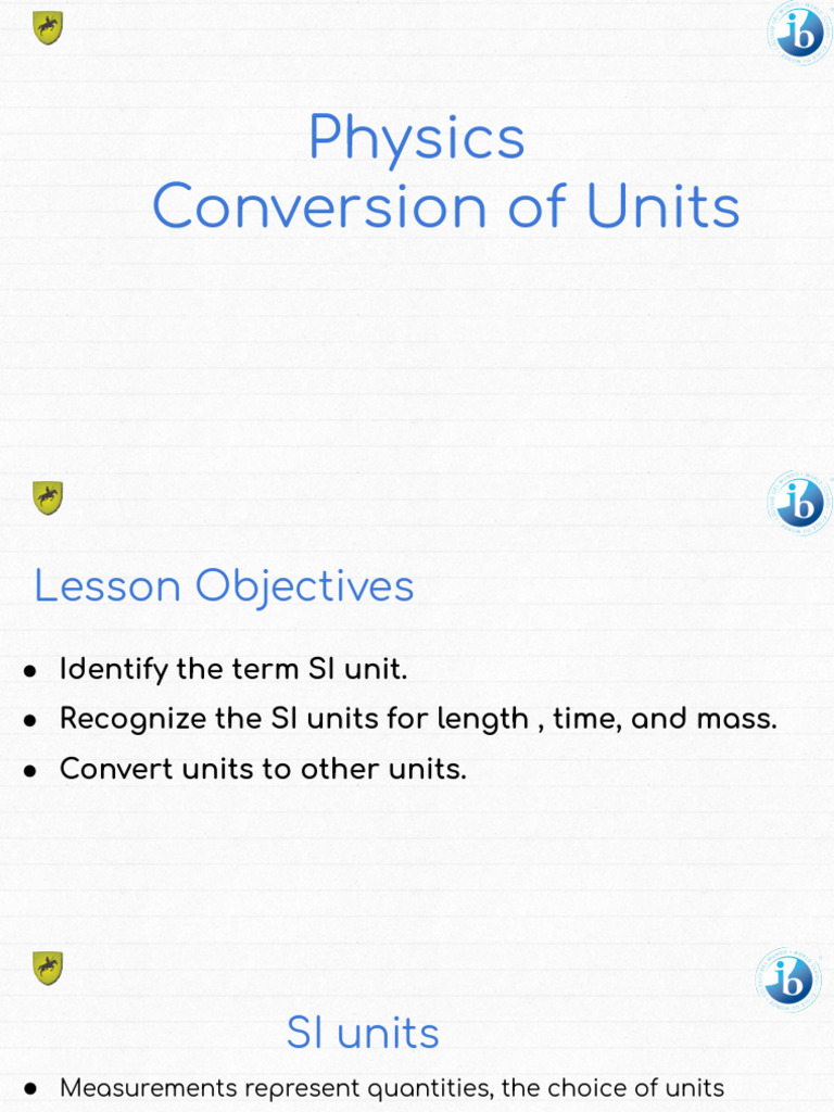 Year 5 Physics Conversion of Units | PDF