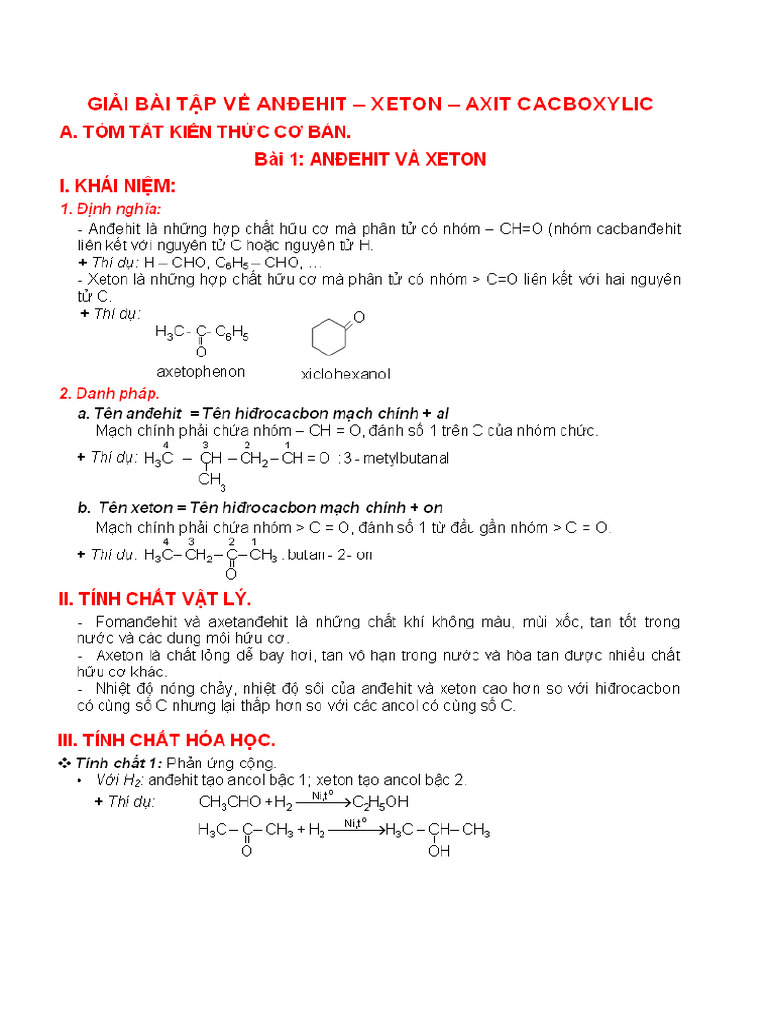 Chuyen de Andehit Va Axit Cacboxylic | PDF