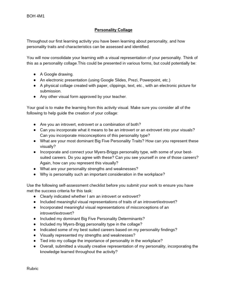 Personality Collage | PDF | Extraversion And Introversion | Concept