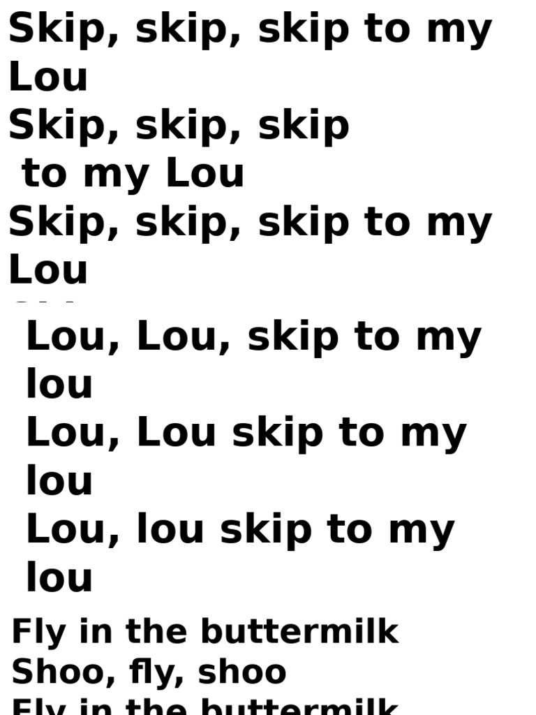 Lyrics for "Skip to My Lou" | PDF
