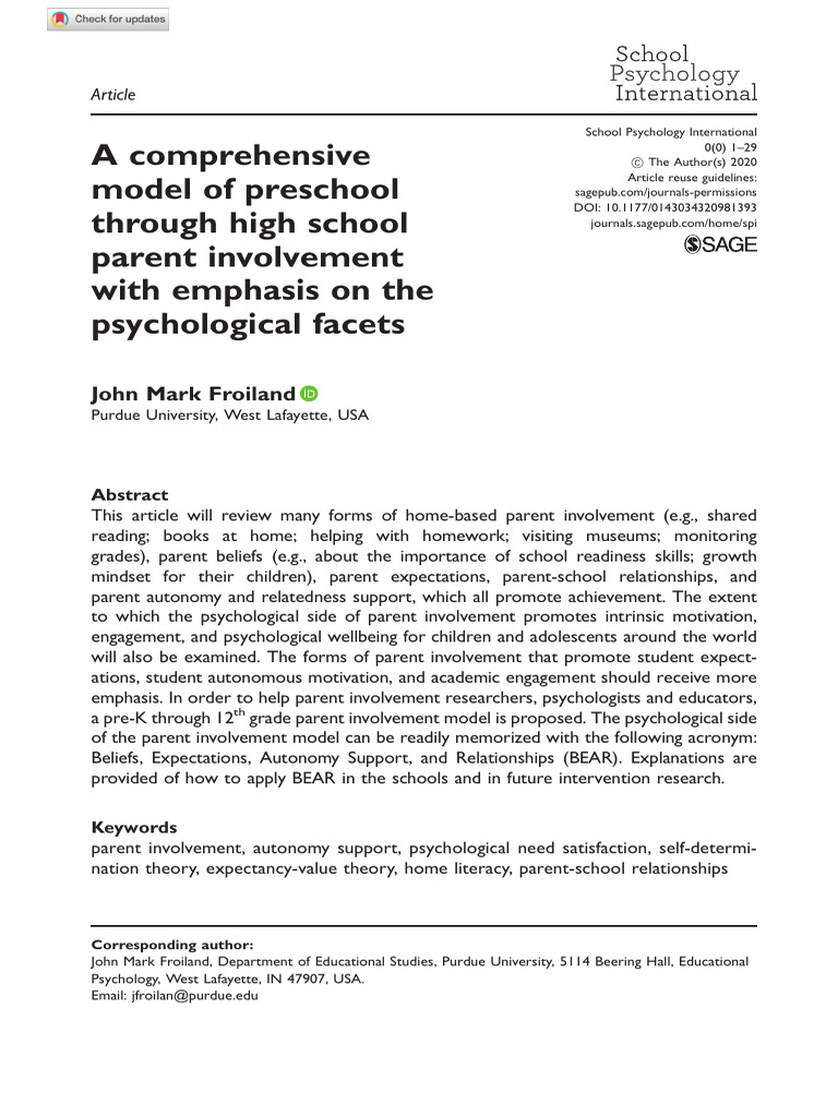 2020 Froiland ComprehensiveModel | PDF | Socioeconomic Status ...