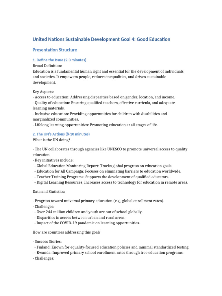 UN SDG 4: Ensuring Quality Education | PDF | Social Policy | Economies