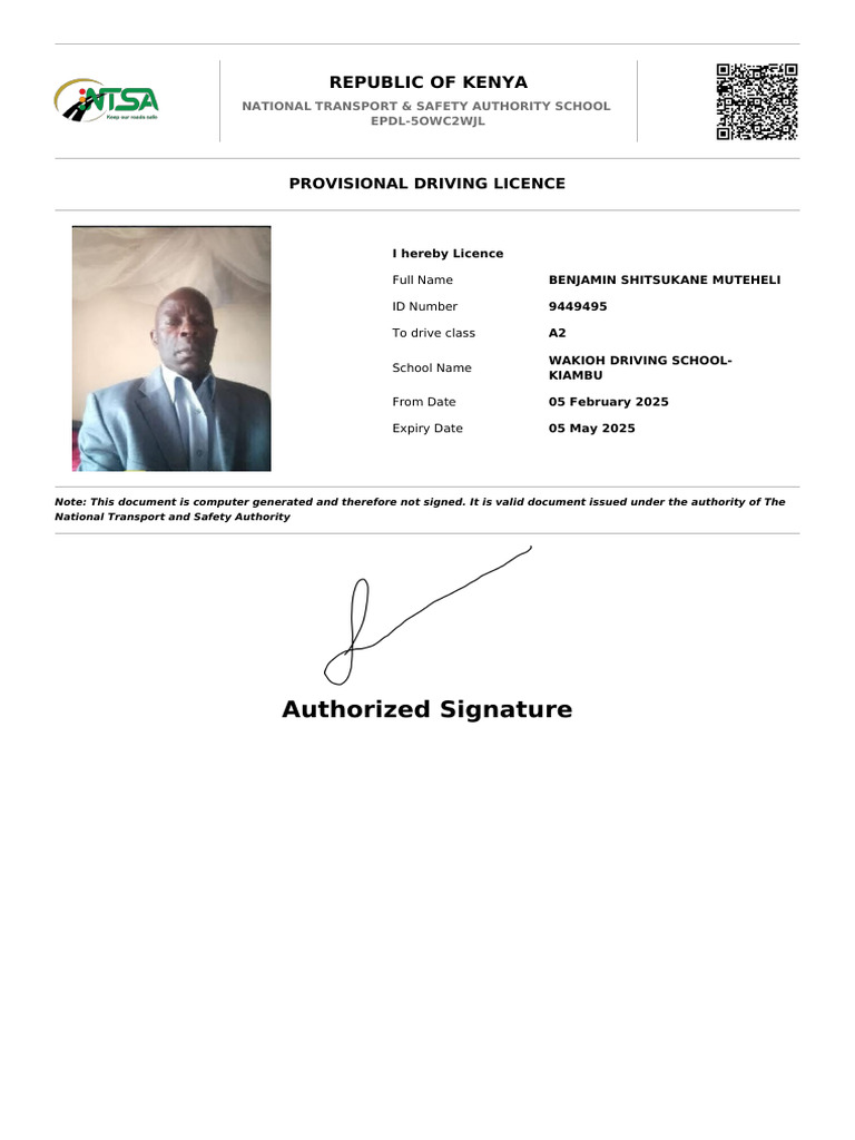 EPDL 5OWC2WJL Provisional Driving License | PDF