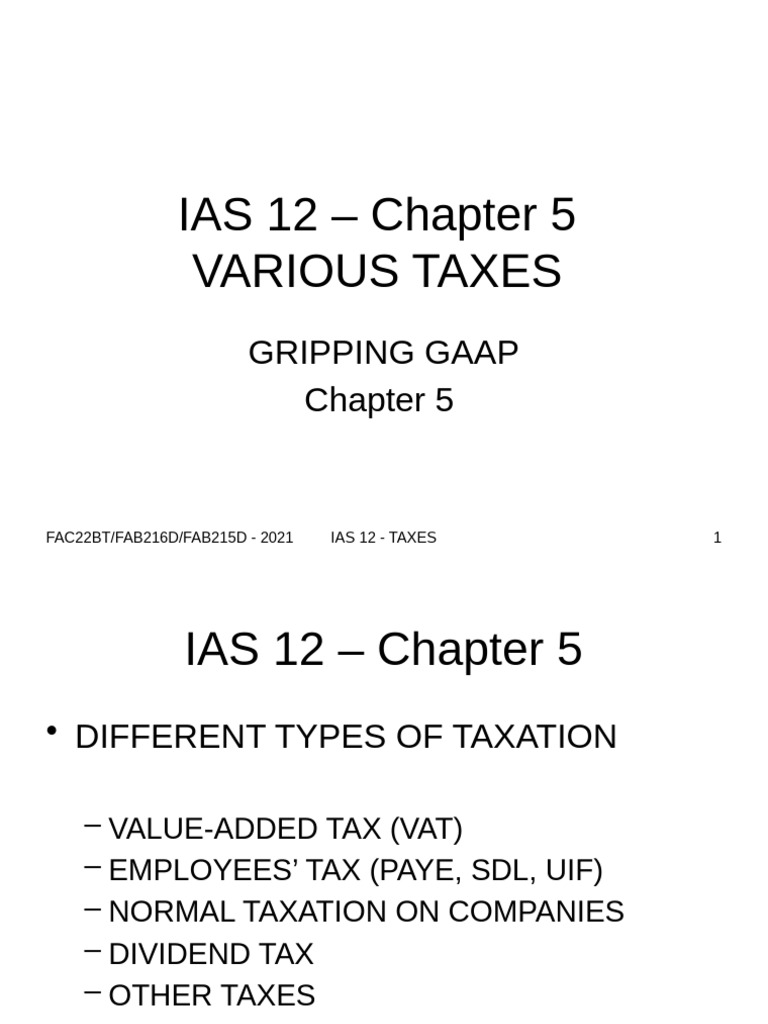 IAS 12 - Chapter 5 TAXES 2020 | PDF | Corporate Tax | Taxes