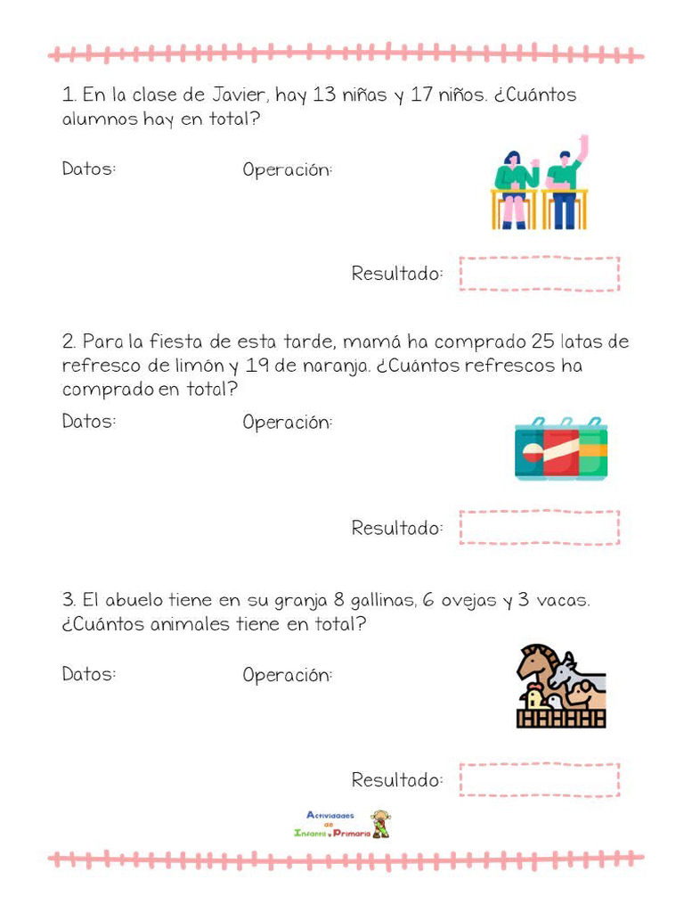 Problemas Suma, Resta, Matematica | PDF