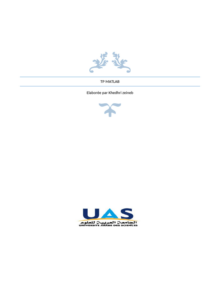 TP MATLAB : Guide Complet et Pratique | PDF | Matrice (Mathématiques ...