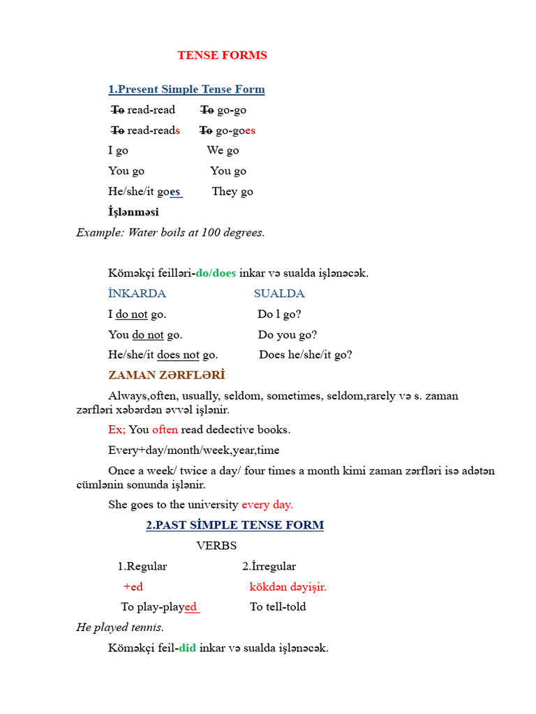 Tense Forms | PDF | Language Mechanics | Linguistic Morphology