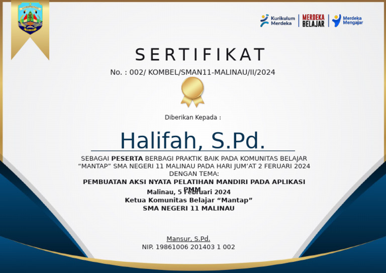 Sertifikat KOMBEL 2 | PDF