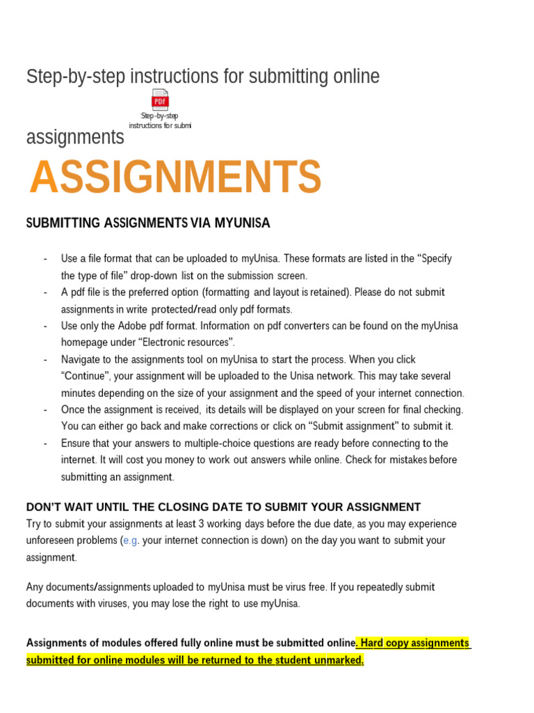 Step by Step Instruction For Submitting Online Assignments Feb 2022 ...