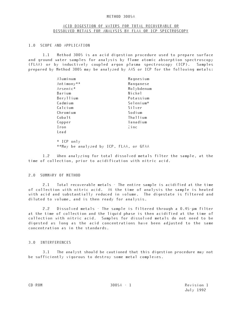 USEPA Procedure 3005a | PDF | Atomic Absorption Spectroscopy | Nitric Acid