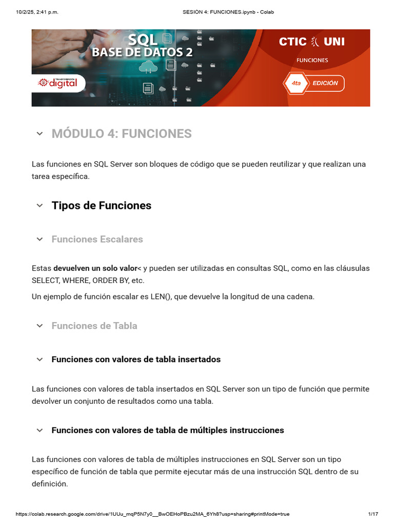 SESIÓN 4_ FUNCIONES.ipynb - Colab | PDF
