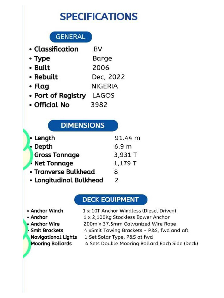 Barge Specs | PDF