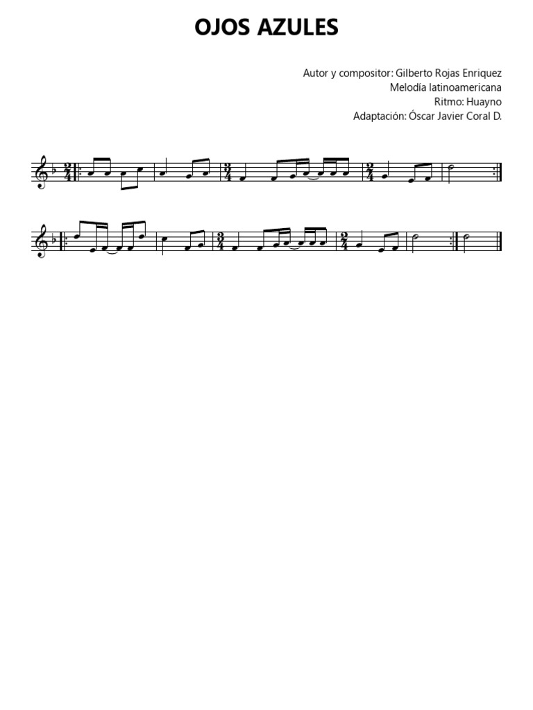 Ojos Azules para Flauta Dulce | PDF