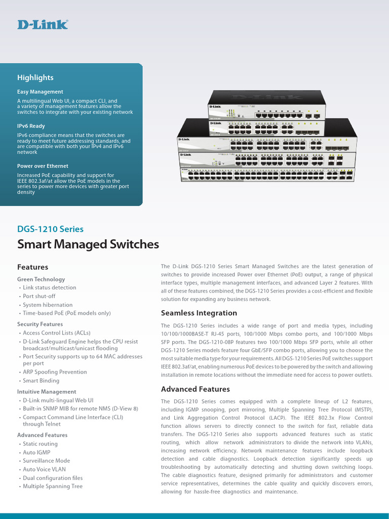 DGS 1210 Series GX Datasheet EN EU | PDF | I Pv6 | Computer Network