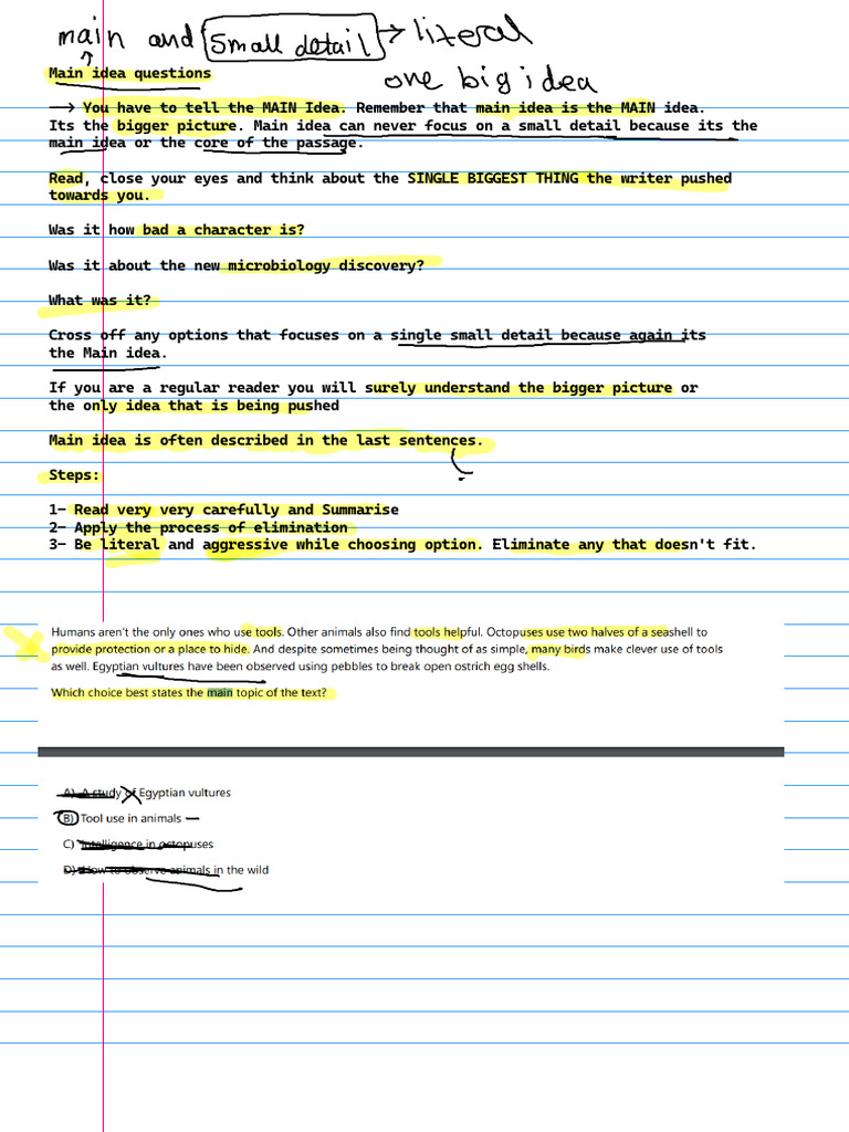 Main Idea, Cross Text, Logical Completions_annotated | PDF