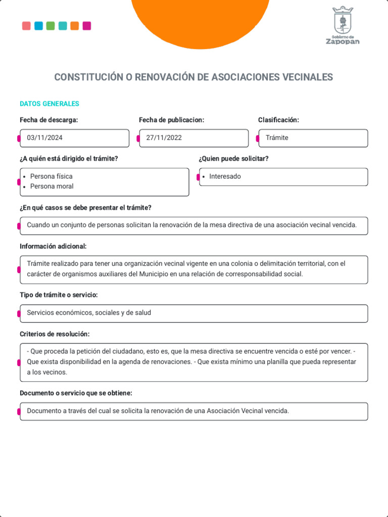 Constitución o Renovación de Asociaciones Vecinales | PDF | Gobierno