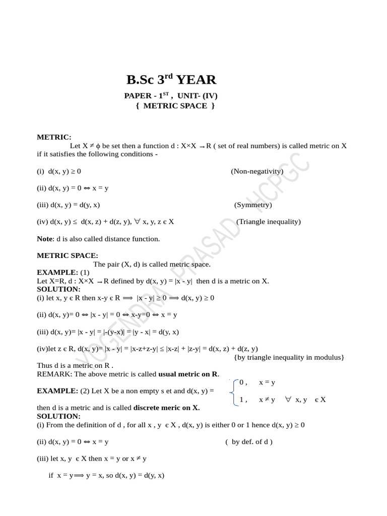 Understanding Metric Spaces and Metrics | PDF | Mathematical Objects ...