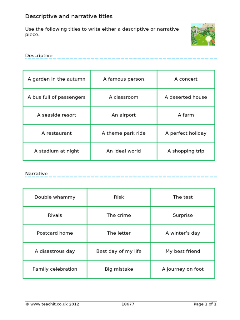 Descriptive and Narrative Titles | PDF