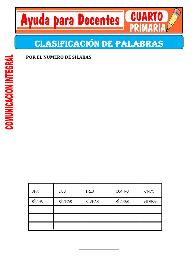 Clasificación de Palabras por Sílabas | PDF