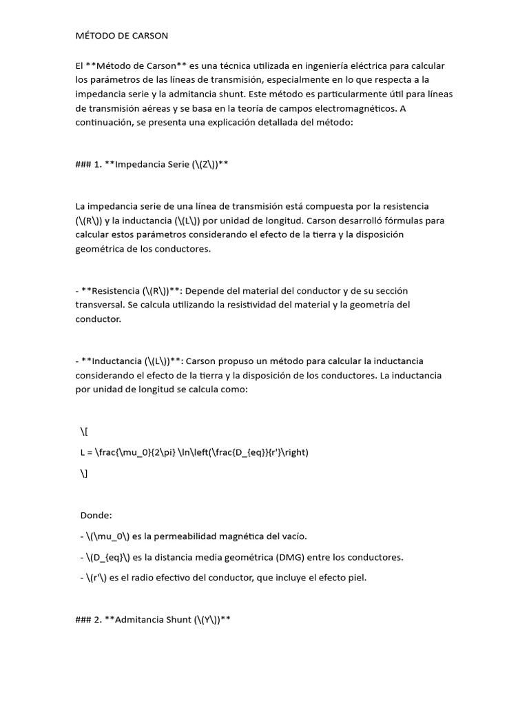 Método de Carson en Líneas de Transmisión | PDF | Línea de transmisión ...