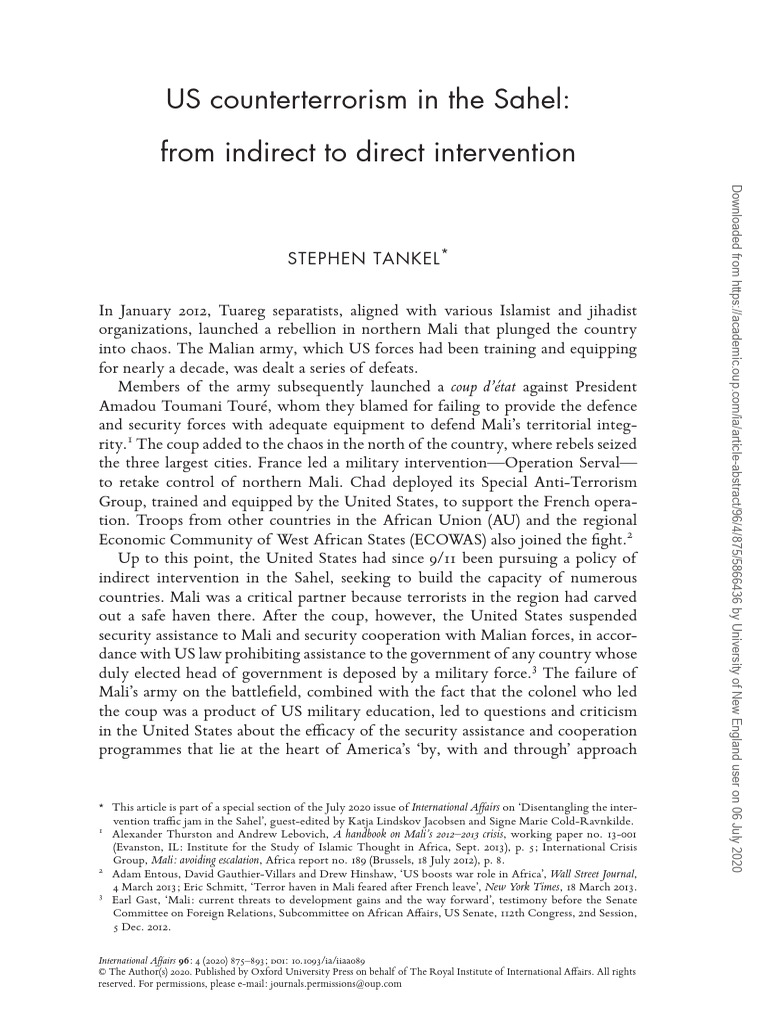 US Counterterrorism Strategies in the Sahel | PDF | International ...