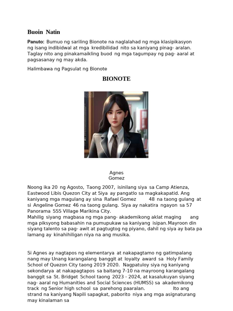 Activity 2 Bionote | PDF