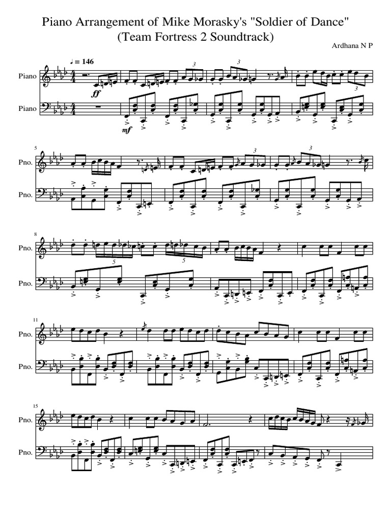Piano Arrangement of Mike Morasky's 'Soldier of Dance' (Team Fortress 2 ...