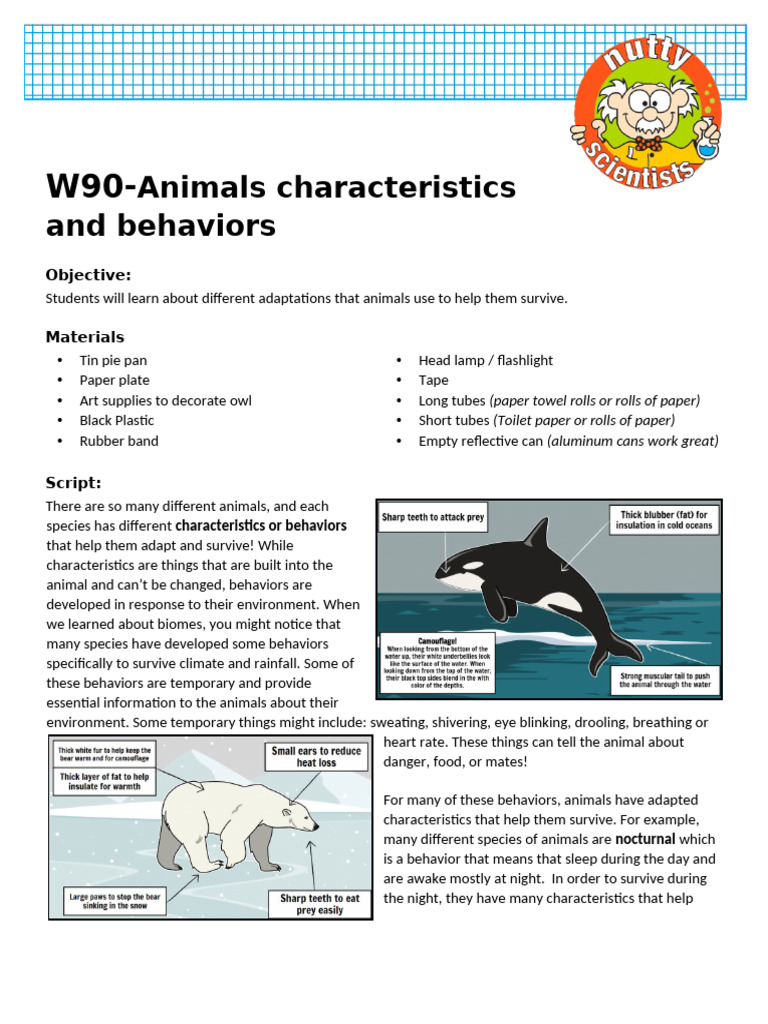 W90 - Animal Characteristics and Behaviors | PDF | Zoology