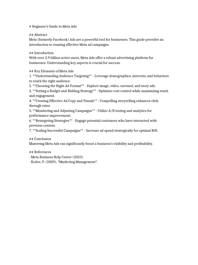 Meta Ads Beginner's Guide | PDF