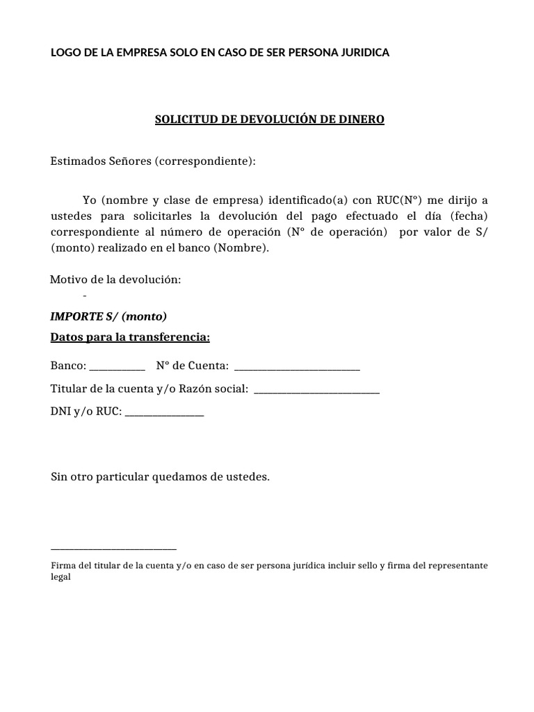 Solicitud de Devolucion - Planilla1 | PDF