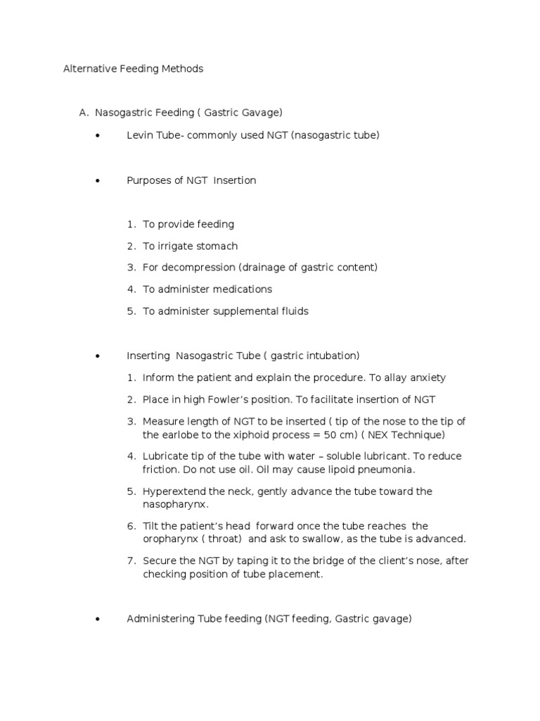 Alternative Feeding Methods | PDF | Gastroenterology | Medicine