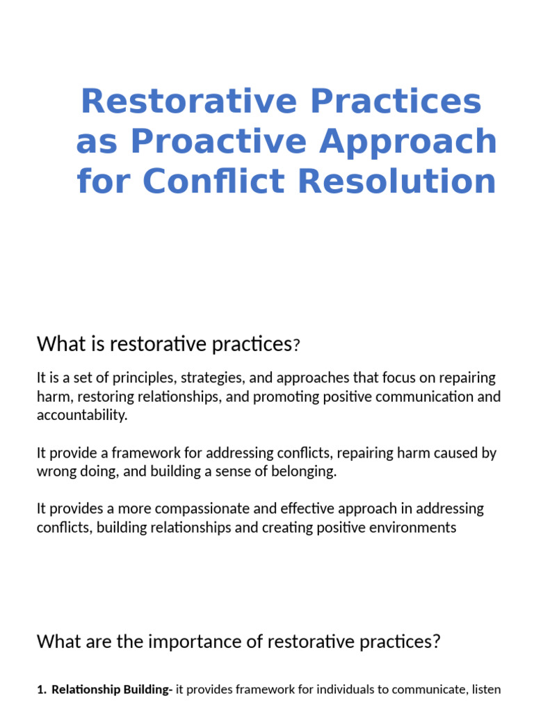Restorative Practices | PDF | Restorative Justice | Human Communication