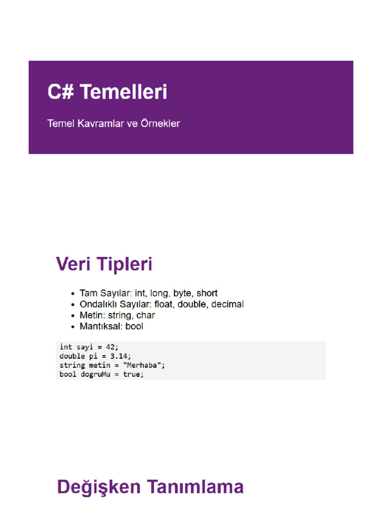 C# Temelleri | PDF
