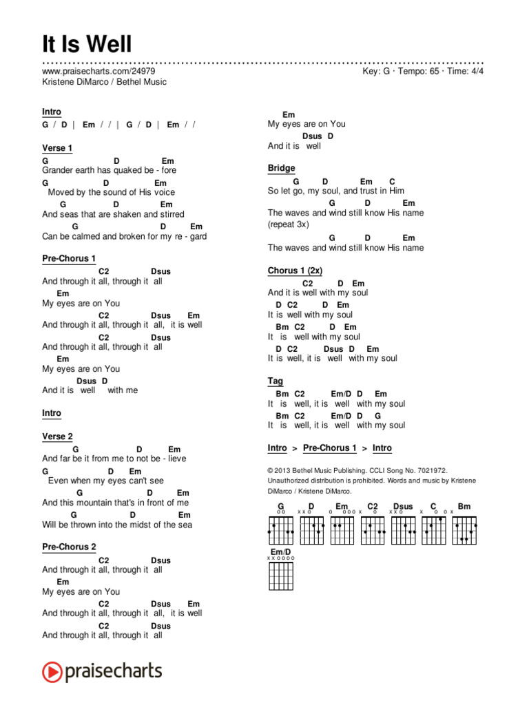 It Is Well - Bethel Chords & Lyrics | PDF | Song Structure | Elements ...