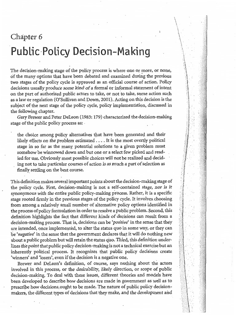 Models of Policy Decision Making | PDF