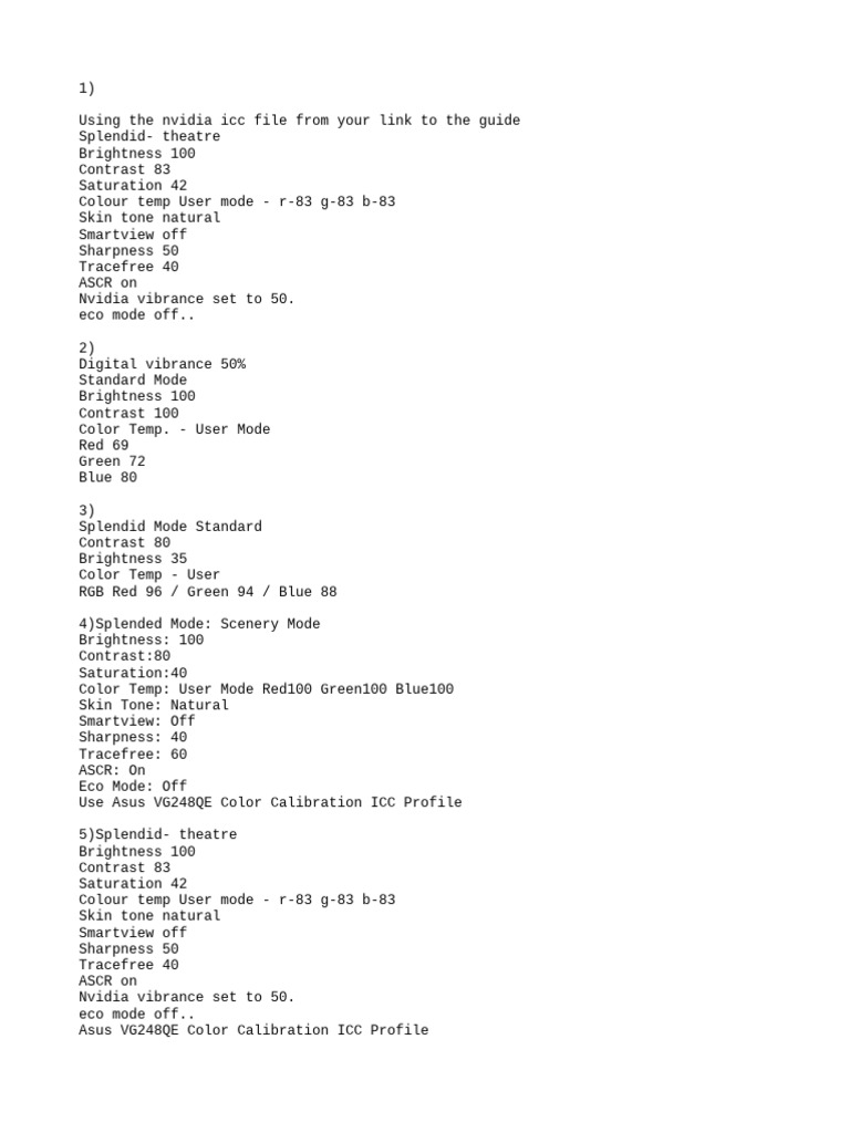 Asus VG248QE ICC Profile Settings | PDF
