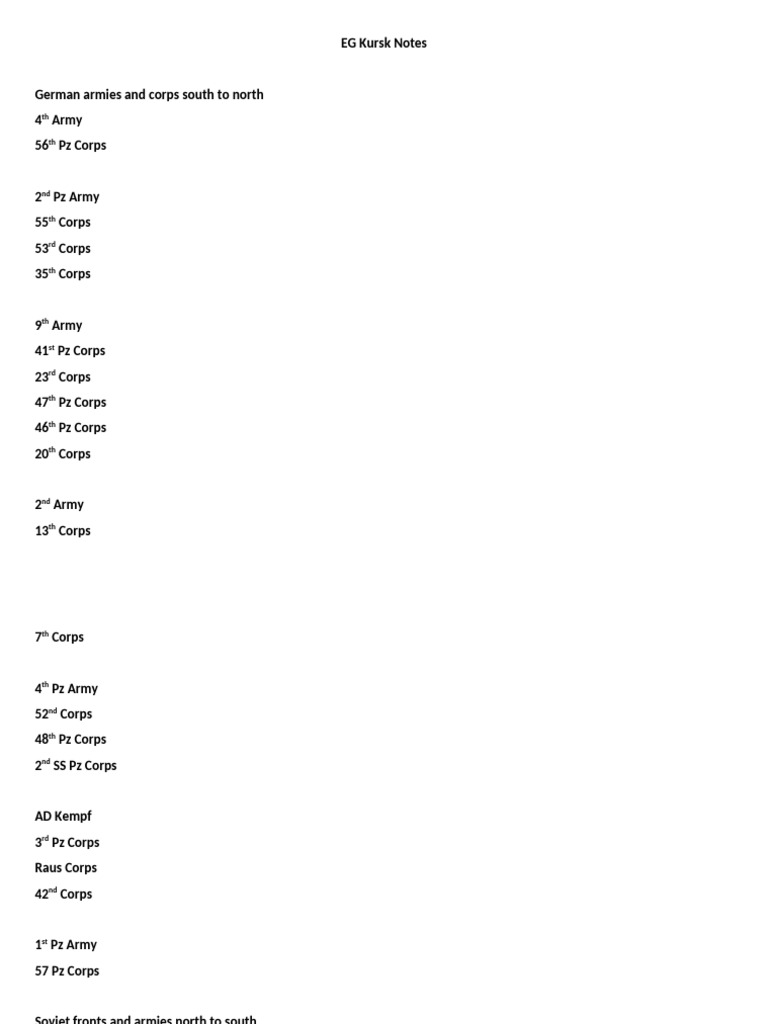 EG Kursk Notes | PDF | Battle Of Kursk | Military
