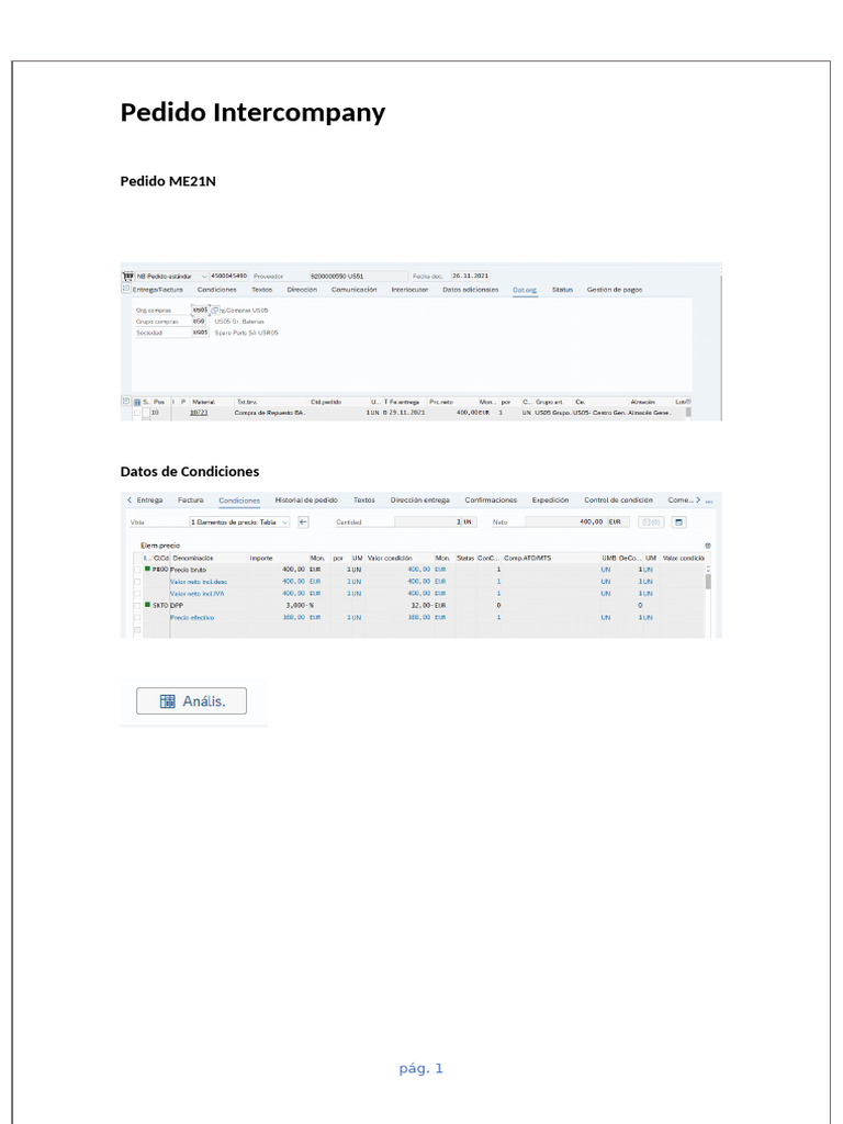 Configuración de Pedido Intercompany ME21N | PDF