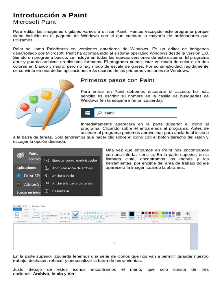 Guía Básica de Microsoft Paint | PDF | Software | Informática