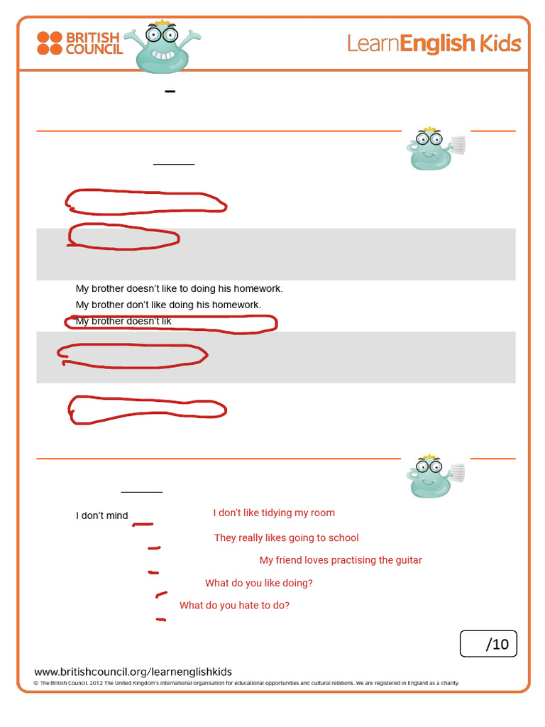 Like +ing Grammar Worksheet | PDF