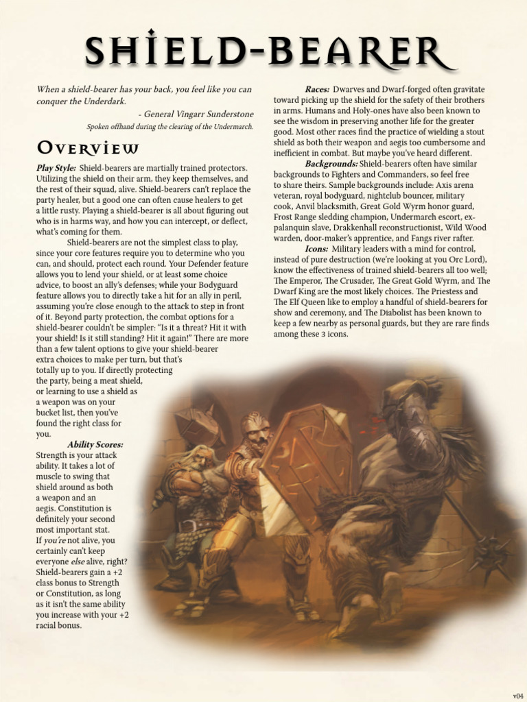 Shield-Bearer Class Overview Guide | PDF