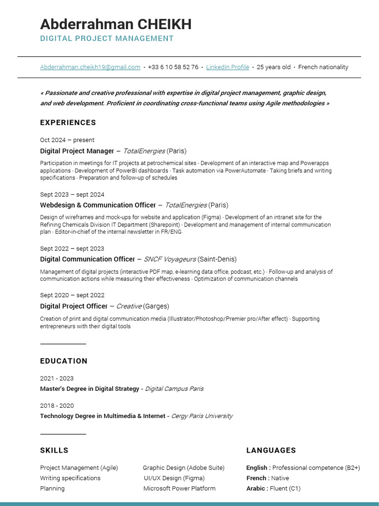 Abderrahman CHEIKH - RESUME | PDF