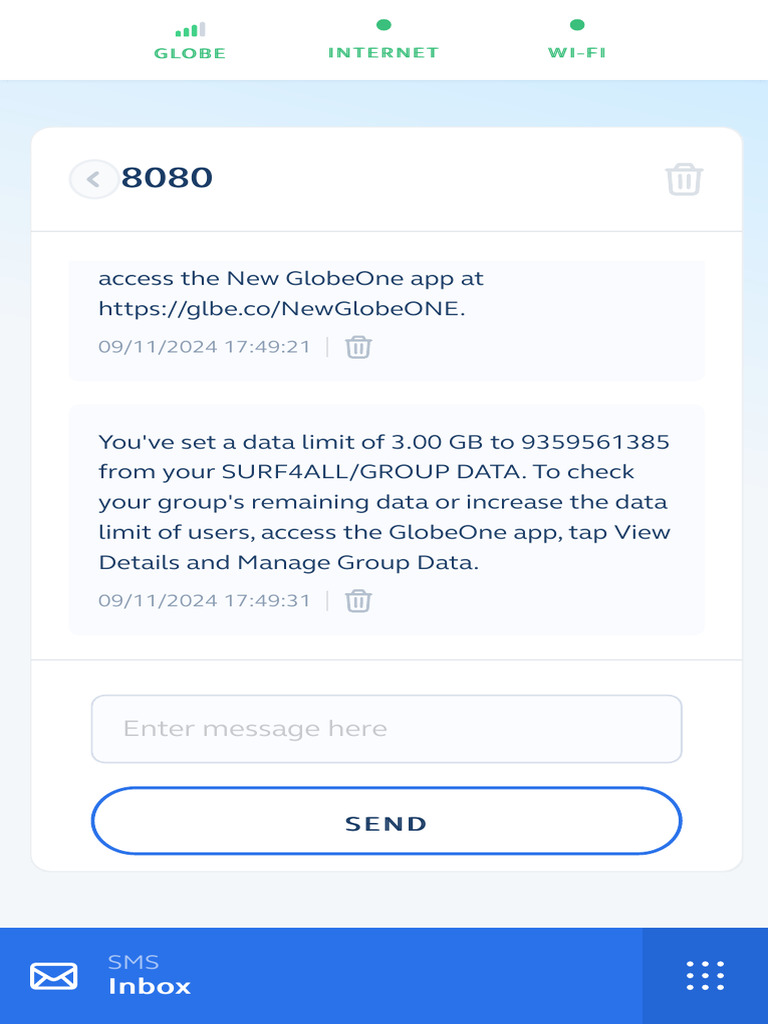 Globe Modem Control Dashboard | PDF