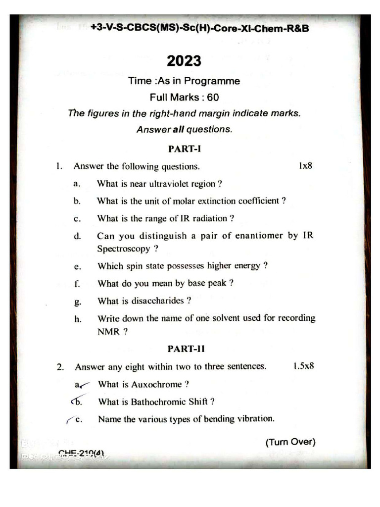 Utkal University Question Paper 5th Semester Chemistry | PDF