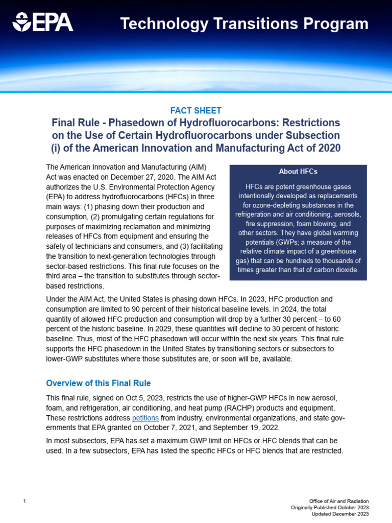 Technology Transitions Final Rule Fact Sheet 2023 | PDF | Air ...